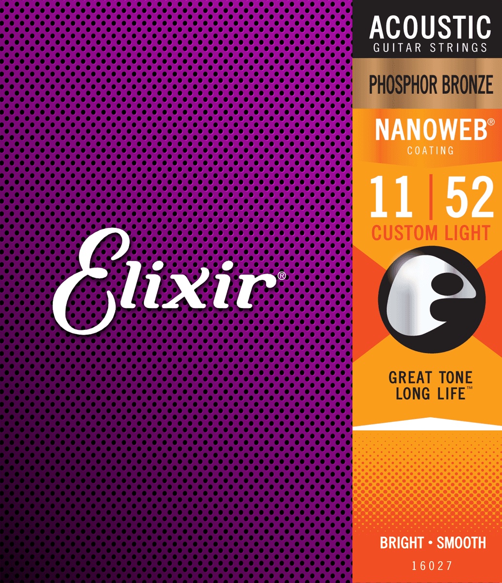 Elixir Nanoweb Phosphor Bronze Custom Light 11-52 akustisen kitaran ...